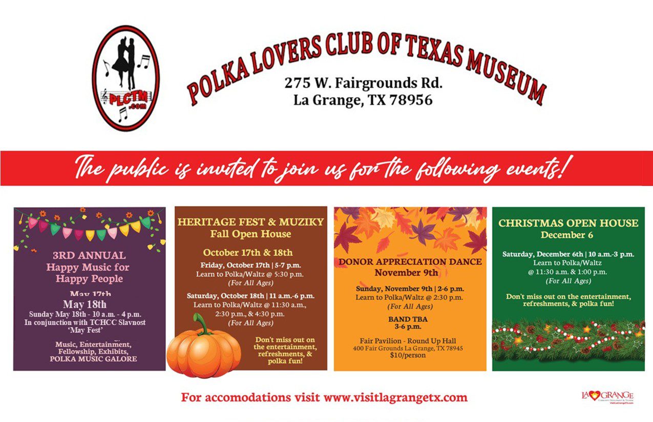 Calendar and Events | Polka Museum Updates | La Grange, TX